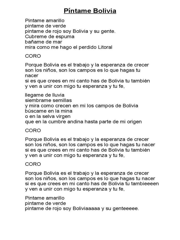 Letras de Canciones de Bolivia | PDF