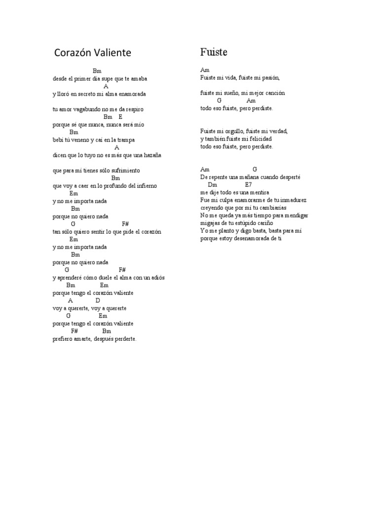 Corazón Valiente y Fuiste - Gilda | PDF