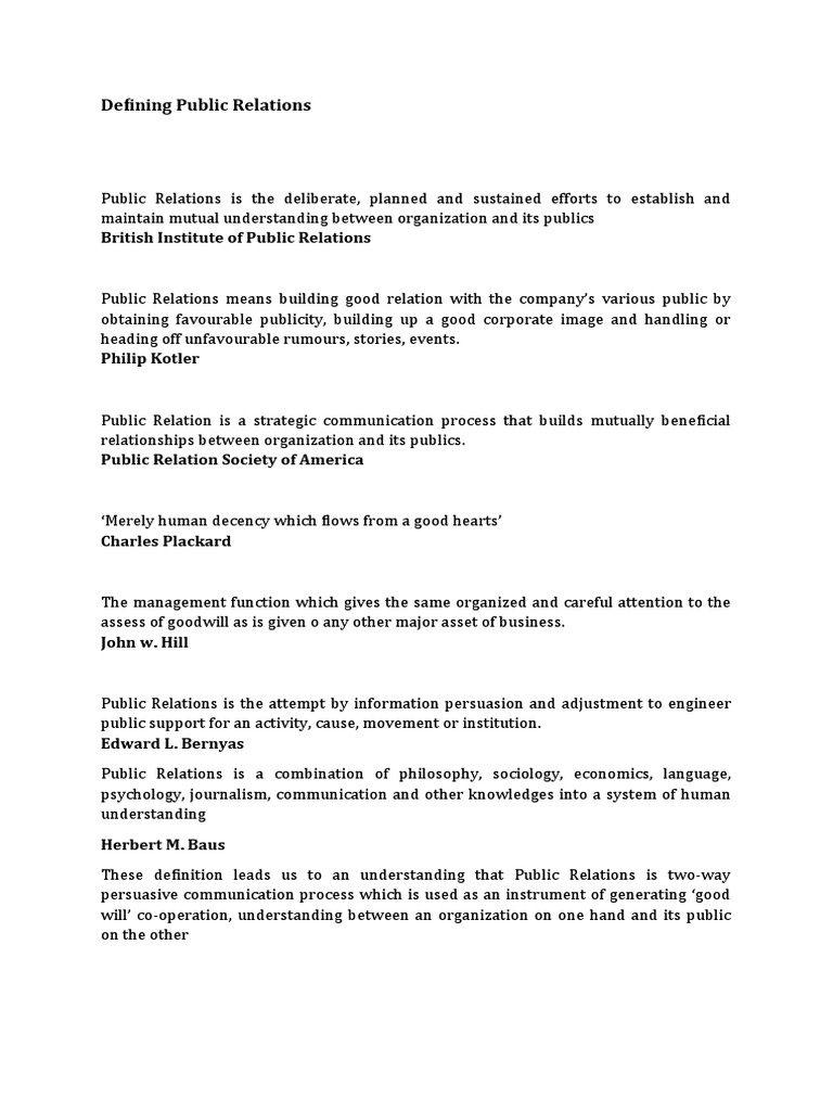 Defining Public Relations | PDF | Public Relations | Communication