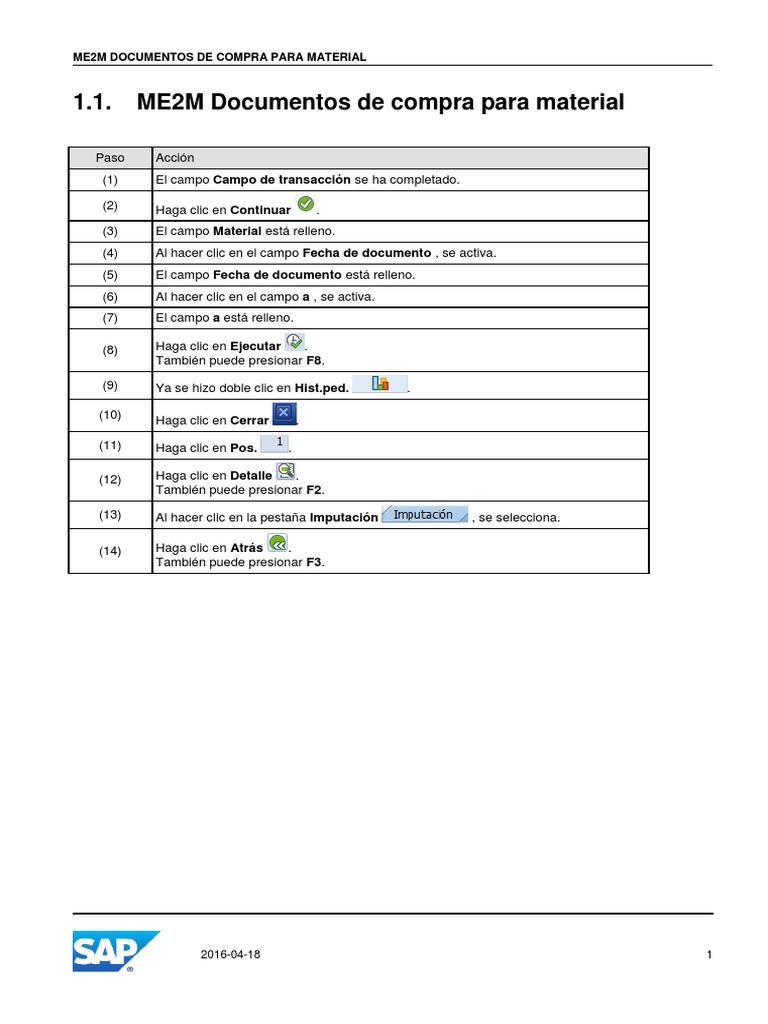 Me2m Documentos de Compra para Material Sap | PDF