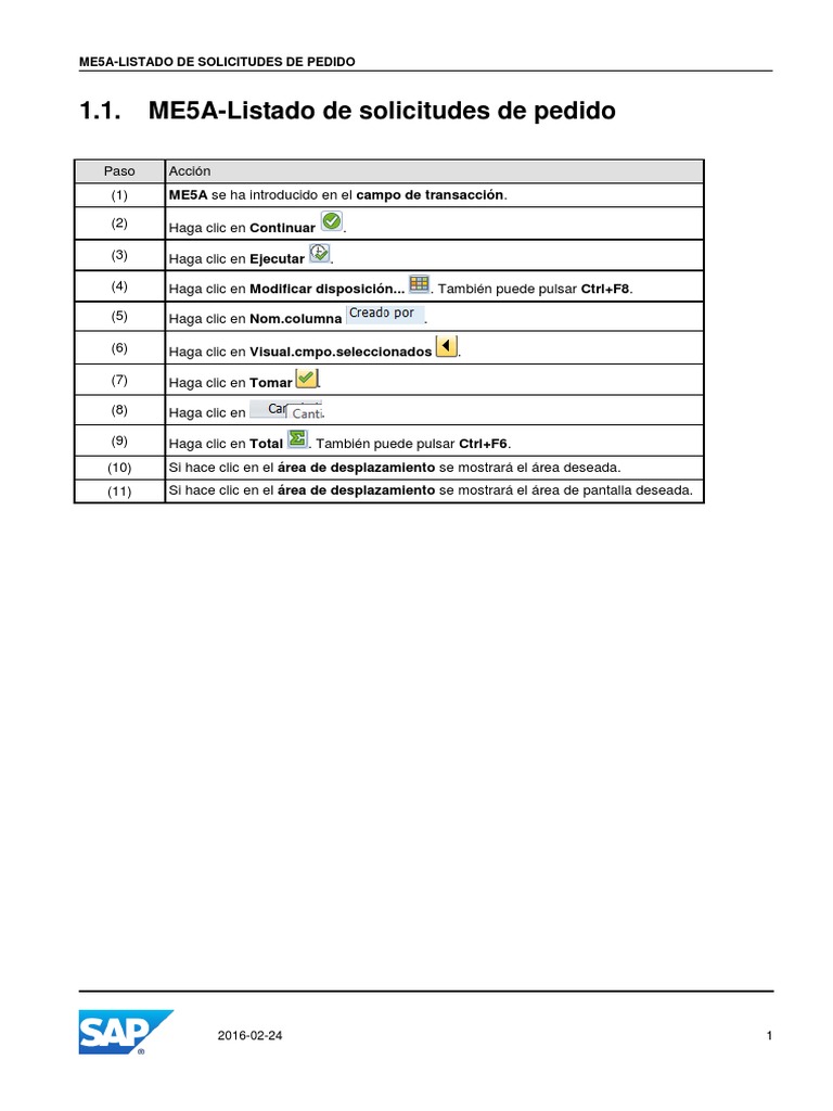 Me5a-Listado de Solicitudes de Pedido Sap | PDF