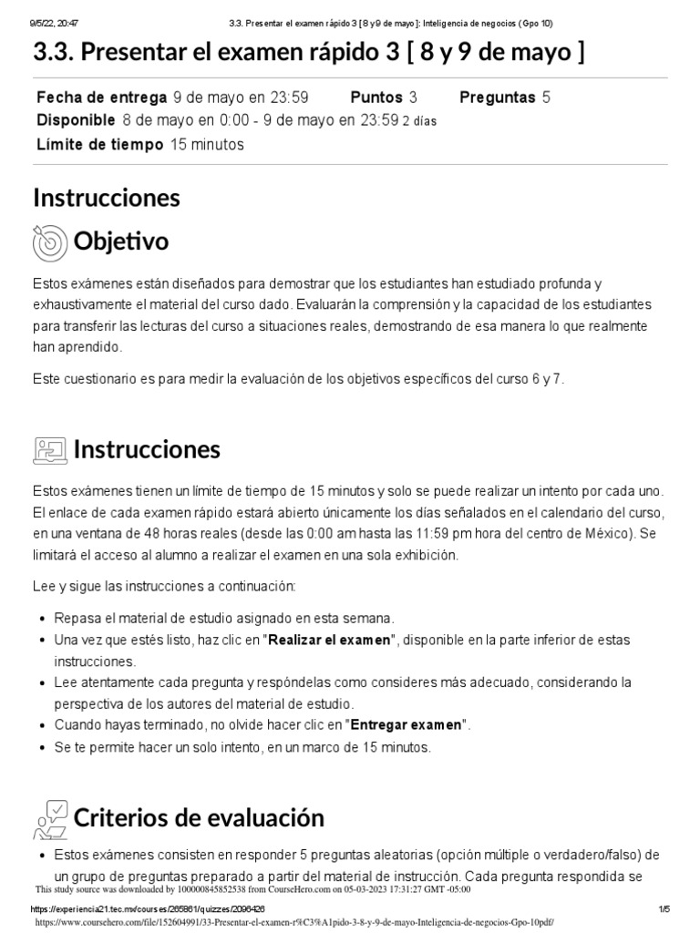 3.3. Presentar El Examen R Pido 3 8 y 9 de Mayo Inteligencia de ...
