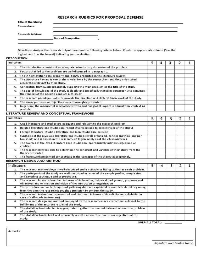 Research Proposal Oral Rubrics | PDF | Methodology | Scientific Method