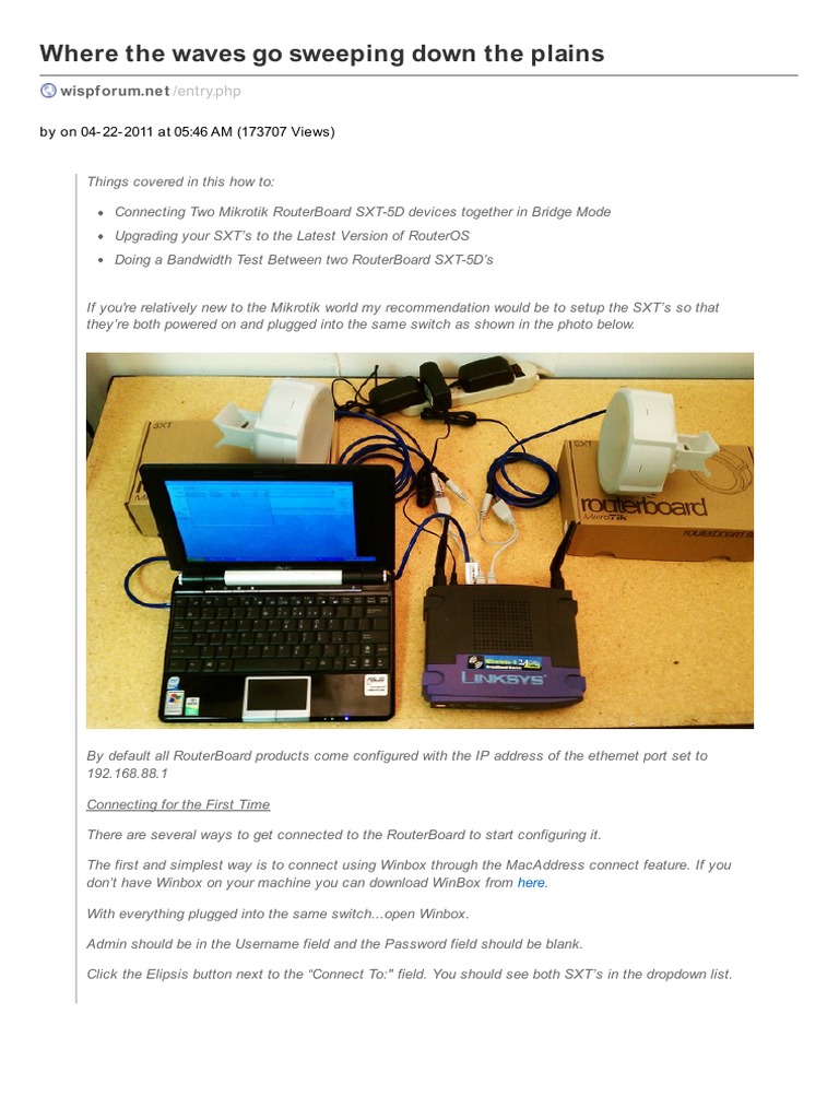 How To Connect Two Mikrotik SXT 5D S in Bridge Mode Part I | PDF ...