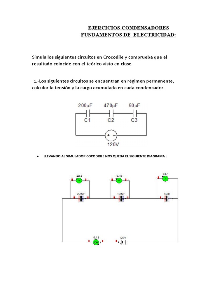 EJERCICIOS CONDENSADORES Fund Electricidad | PDF | Condensador | Cantidad
