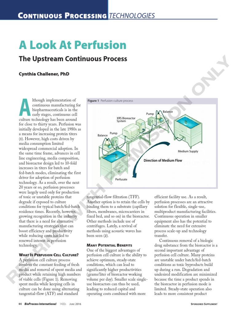 A Look at Perfusion - The Upstream Continuous Process | PDF | Cell ...