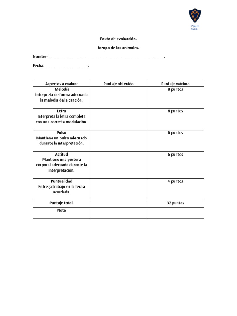 Pauta de Evaluación. | PDF