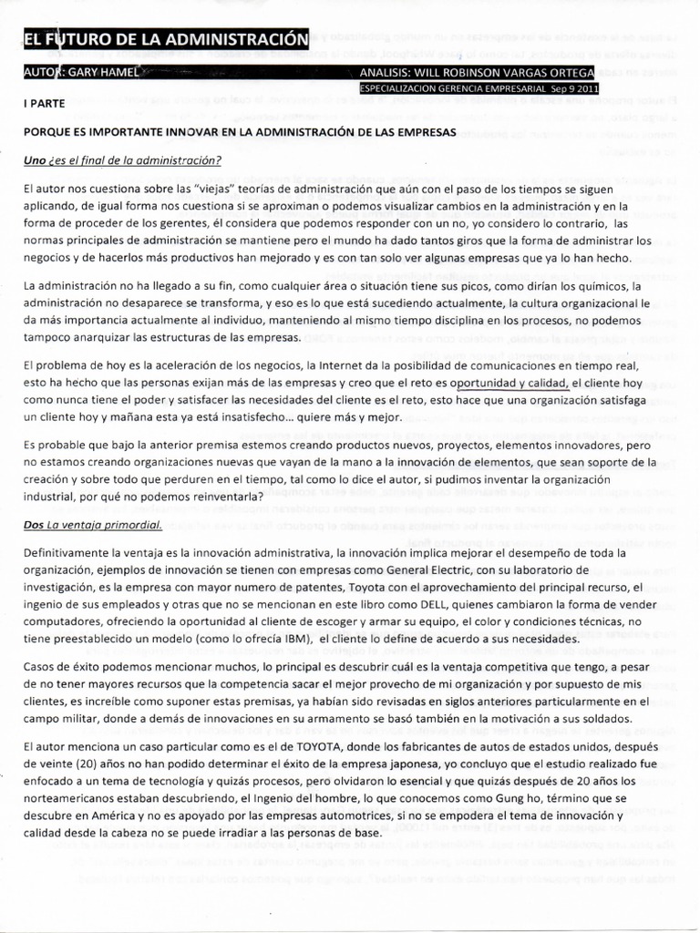 Gary Hamel - El Futuro de La Administración PDF | PDF