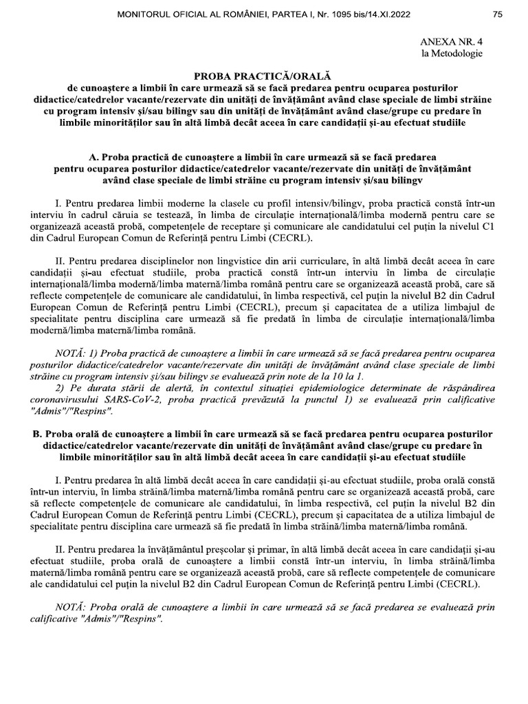 Anexe 4 12 Probe Practice Probe Orale Inspectii La Clasa PDF | PDF