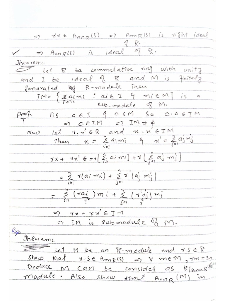 Theory of Modules Notes | PDF