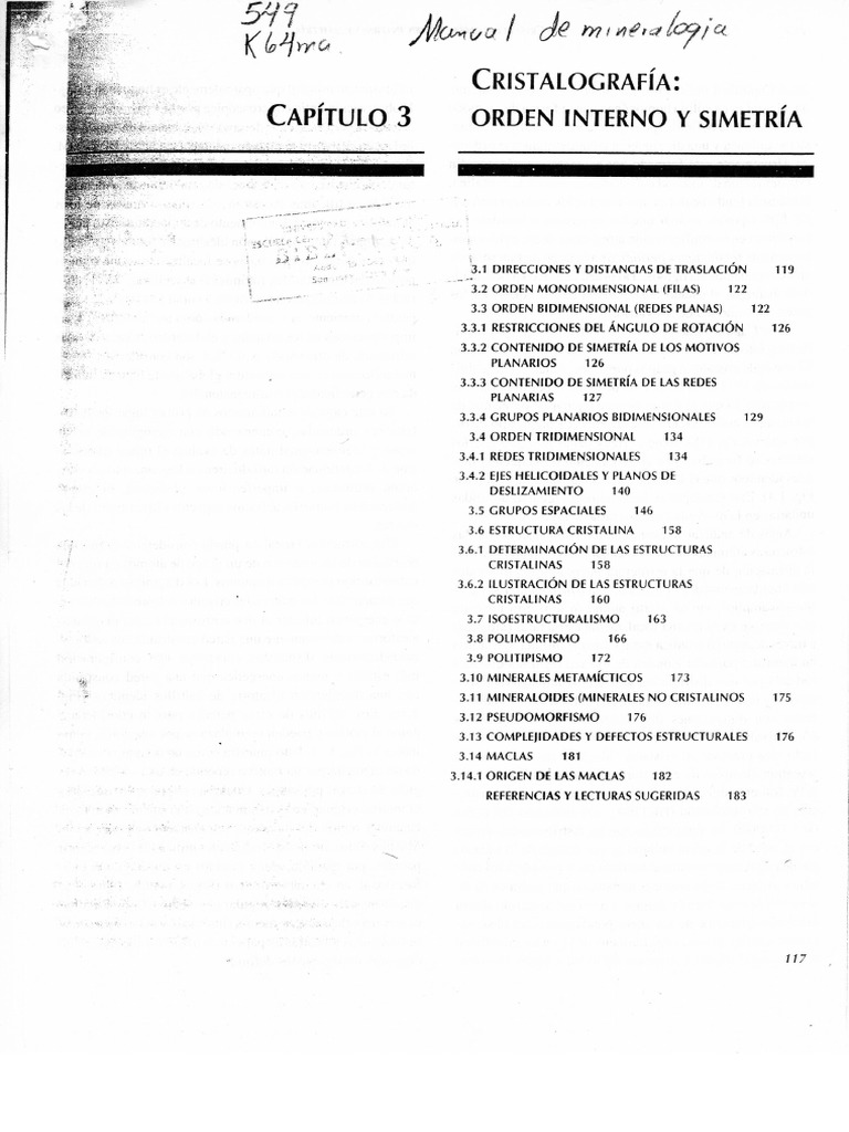 Capitulo 03 - Cristalografia - Orden Interno y Simetria | PDF
