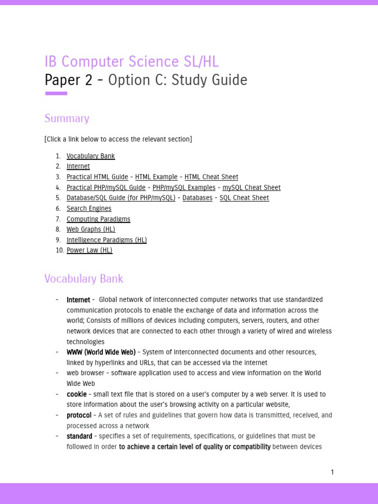 Option C Study Guide | Download Free PDF | Dynamic Web Page | World ...