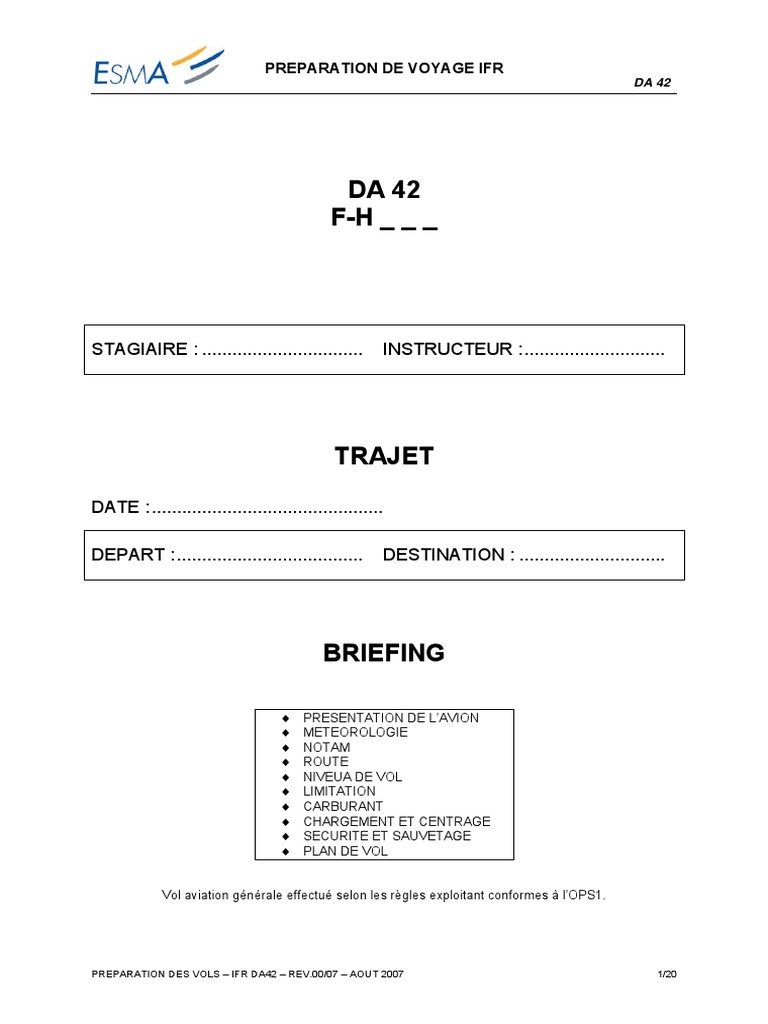 Prepa Vol Da42 Ifr FR | PDF | Transport | Ingénierie et technologie ...