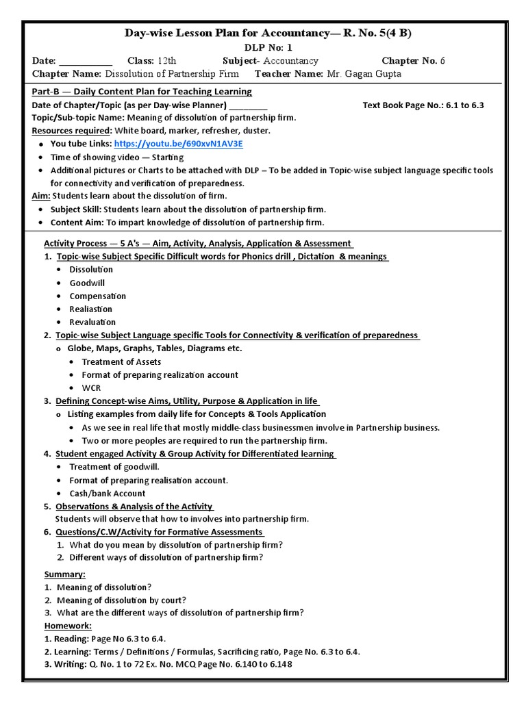 Class 12th Ch-6 DLP-1 | PDF