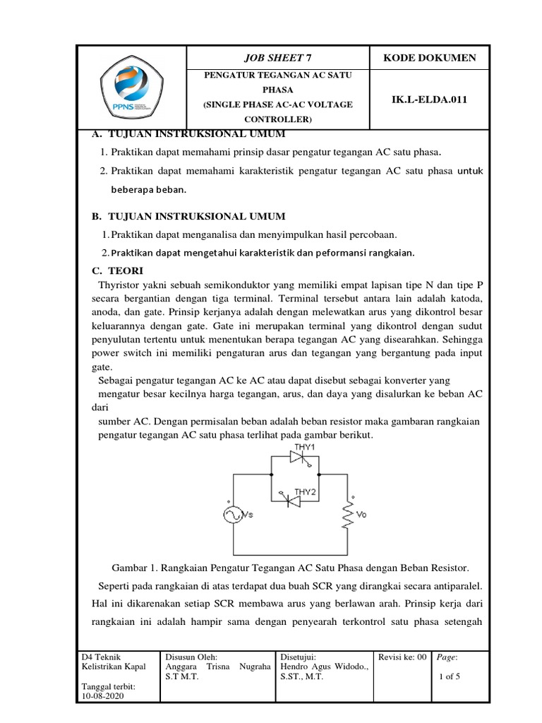 Pengatur Tegangan AC Satu Phasa | PDF