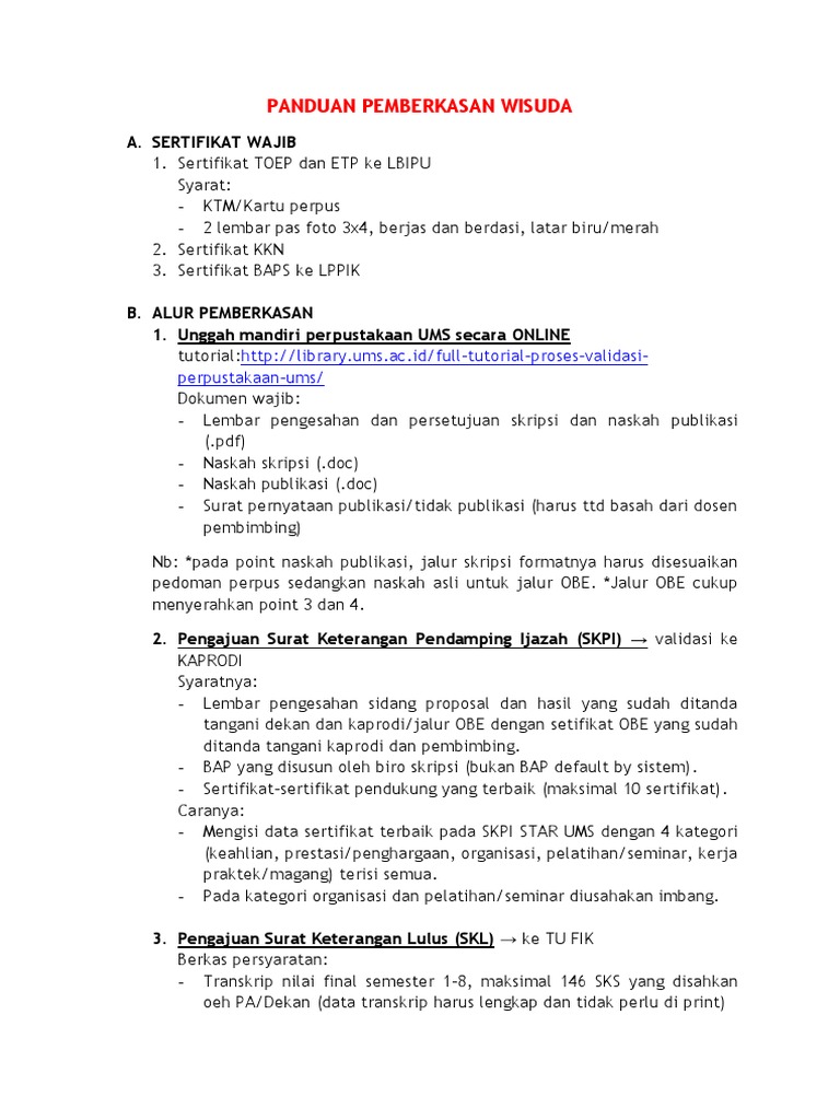 Panduan Pemberkasan Wisuda PDF | PDF