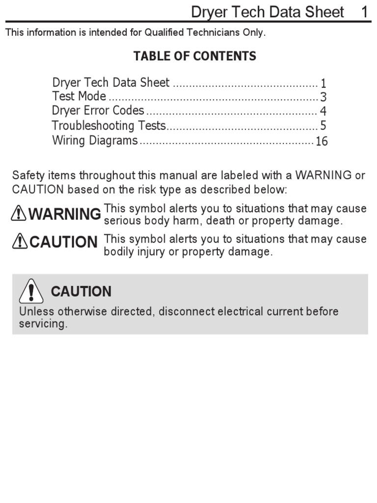 A11200301DRYER Tech Sheet | PDF | Electric Motor | Thermostat