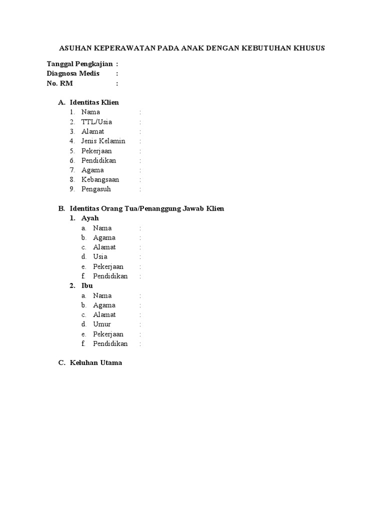 Format Pengkajian Abk | PDF