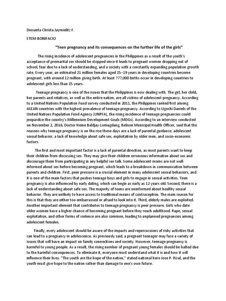 Position Paper | PDF | Adolescence | Teenage Pregnancy