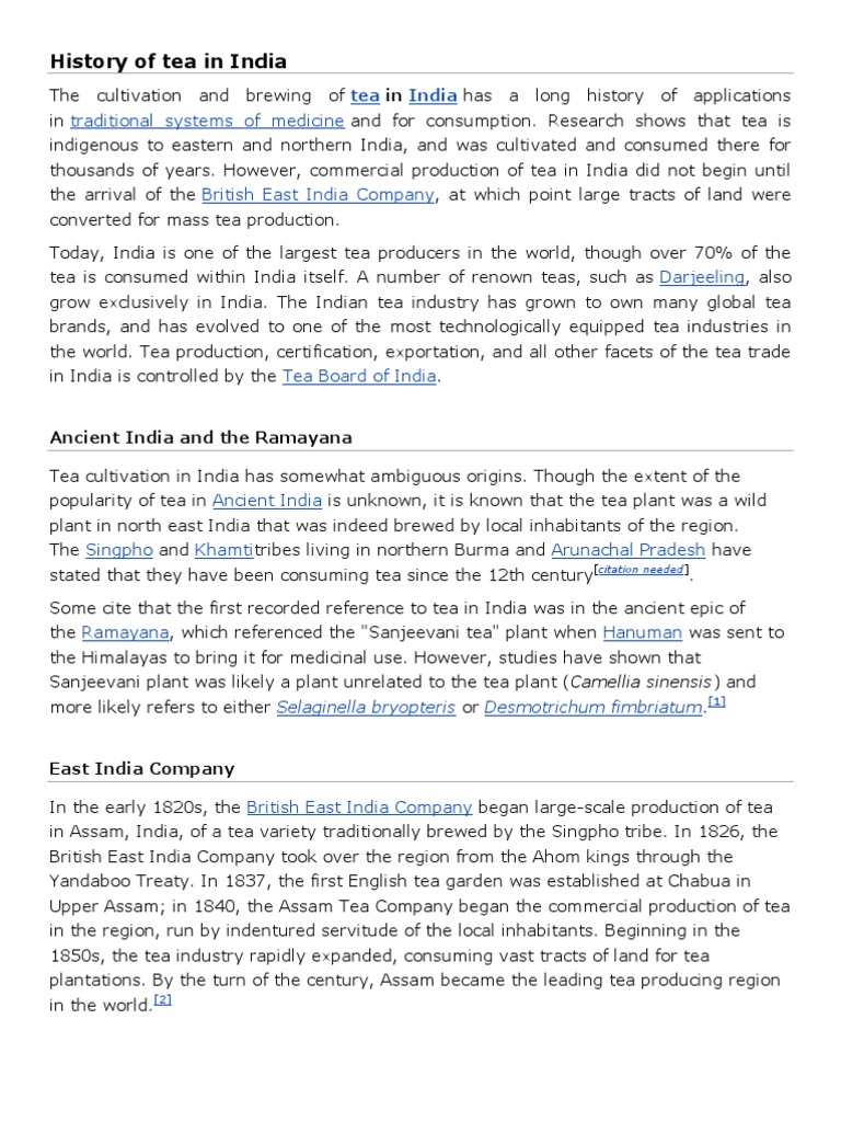 History of Tea in India | PDF | Tea | Drink