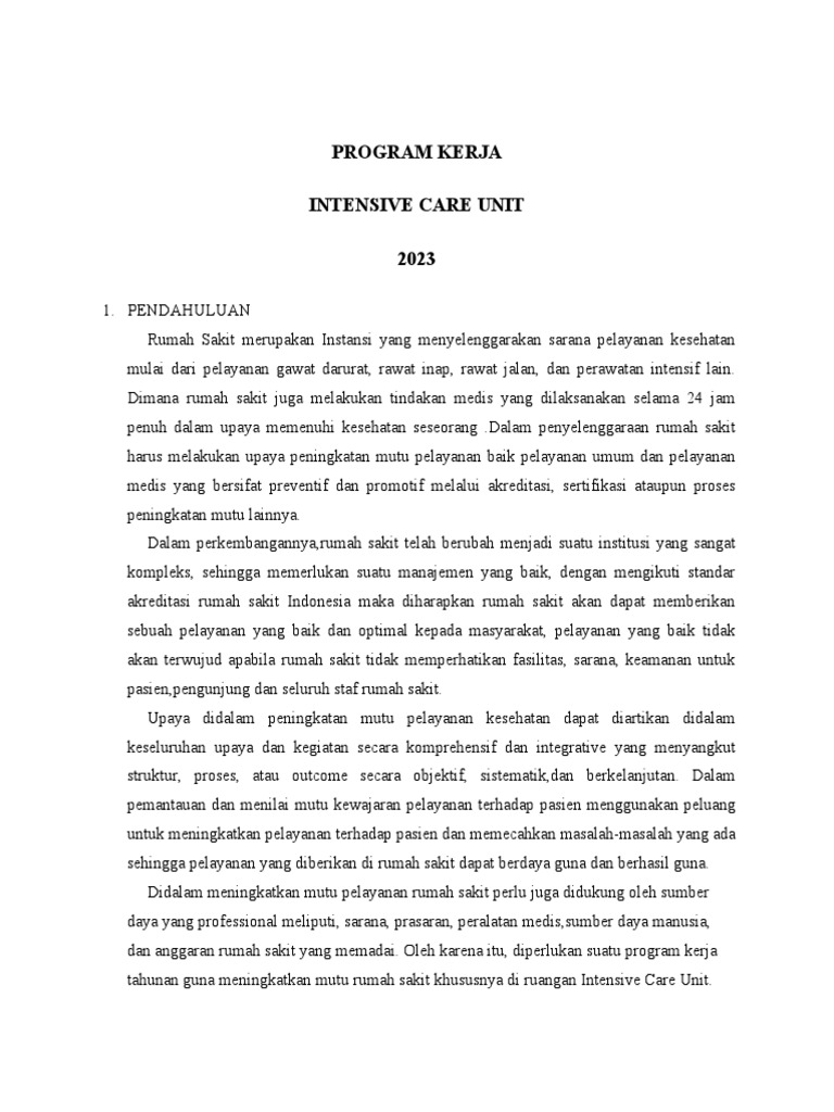 PROGRAM KERJA Icu 2023 | PDF