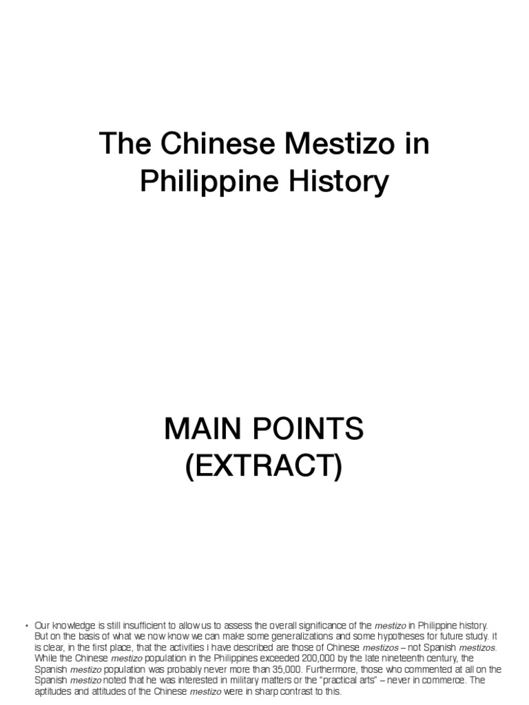 The Chinese Mestizo in Philippine History PDF | PDF