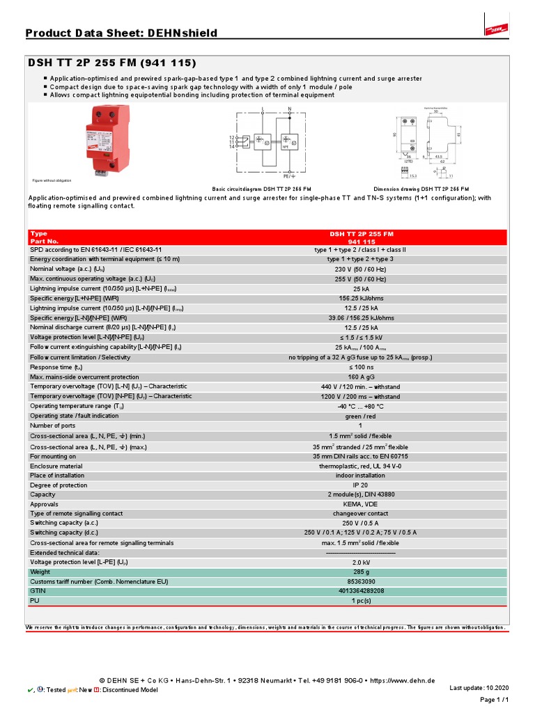 Product Data Sheet: Dehnshield DSH TT 2P 255 FM (941 115) | PDF