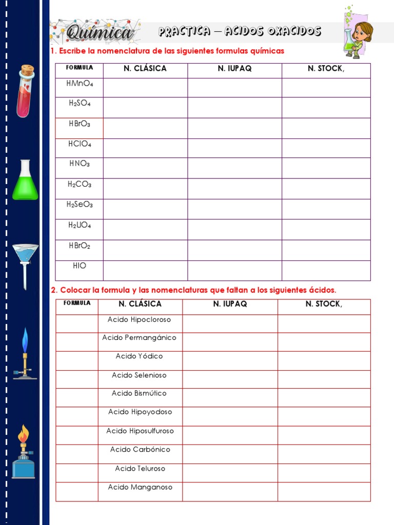 Practica ACIDOS OXACIDOS PDF | PDF