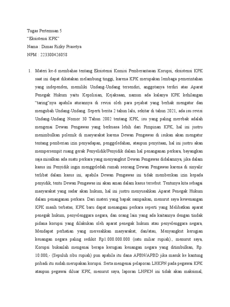Tugas Pertemuan 6 Pendidikan Anti Korupsi Dimas Rizky | PDF | Politik ...