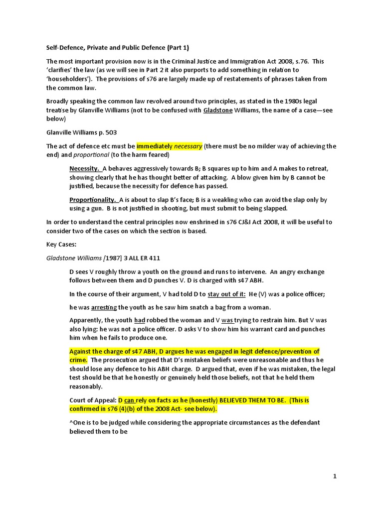Understanding Self-Defence Law s76 | PDF | Common Law | Criminal Law