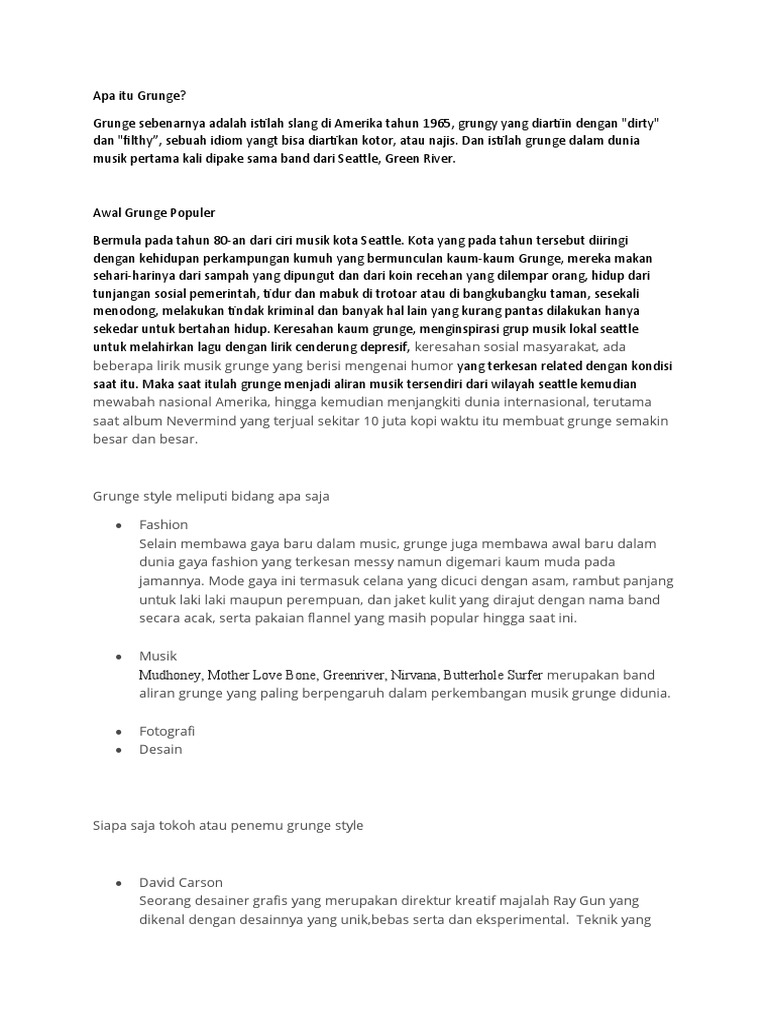 Apa Itu Grunge | PDF