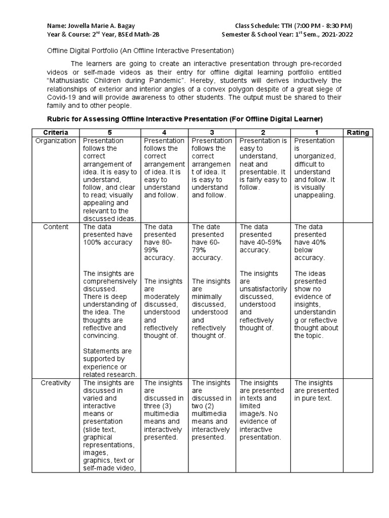 ARRANGED-RUBRICS-FOR-PERFORMANCE-TASK | PDF