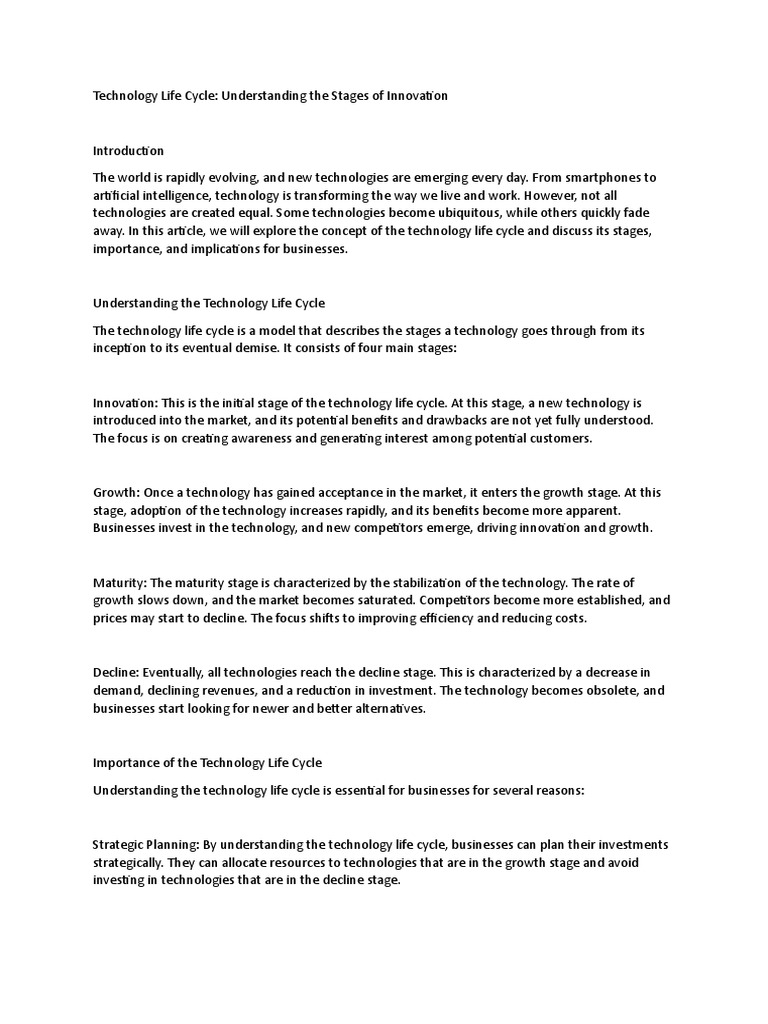 Technology Life Cycle.docx | PDF