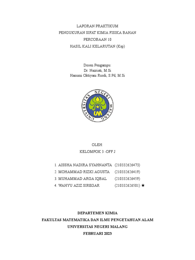 Laprak Kimfis Kiyowok (KSP) PDF | PDF