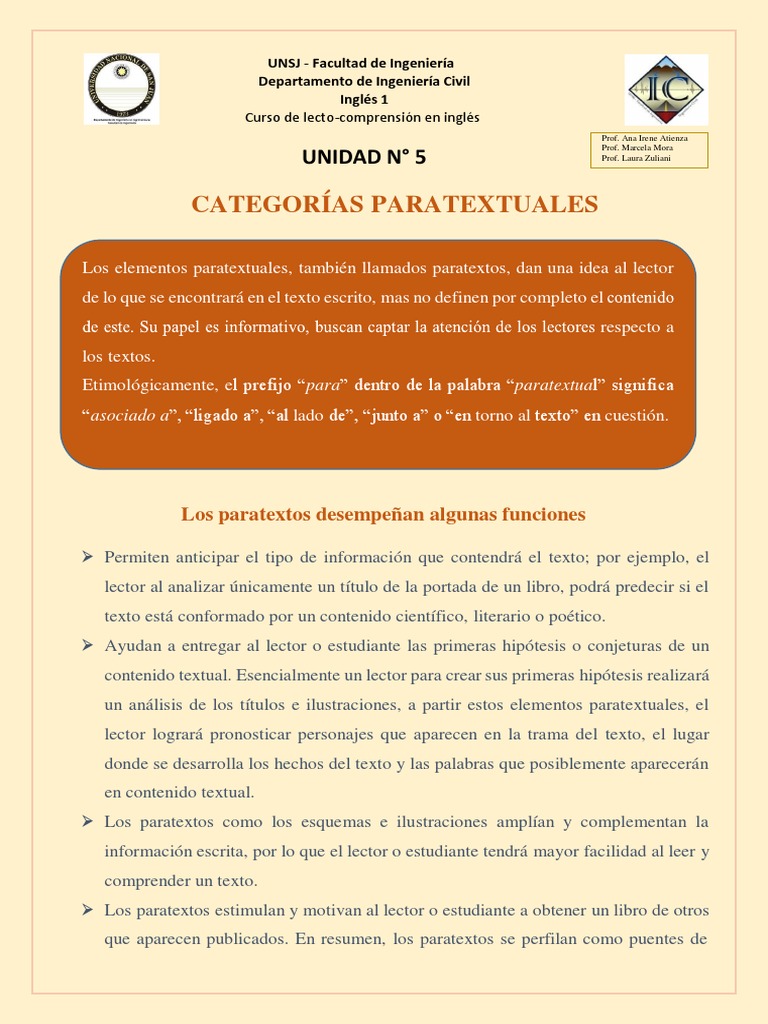 Elementos Paratextuales en Textos | PDF | Artes del Lenguaje y Comunicación