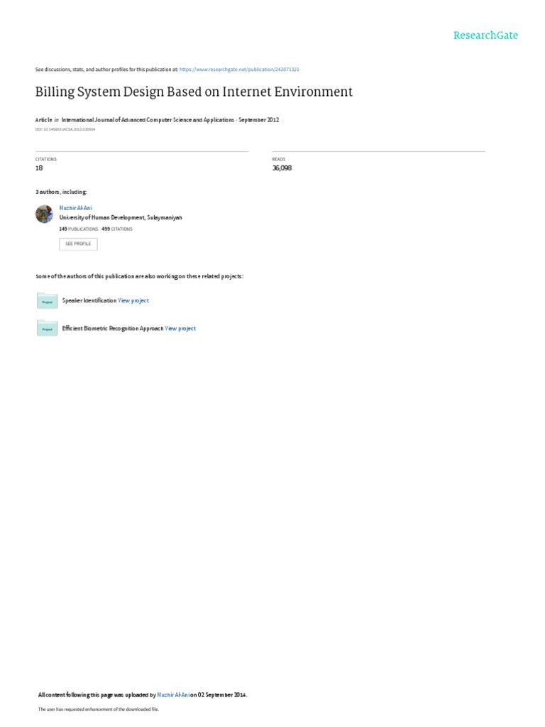 Billing System Design Based On Internet Environmen PDF | PDF