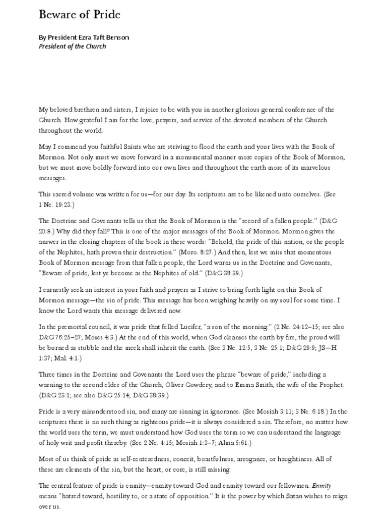 Beware of Pride PDF | PDF | Book Of Mormon | Jesus
