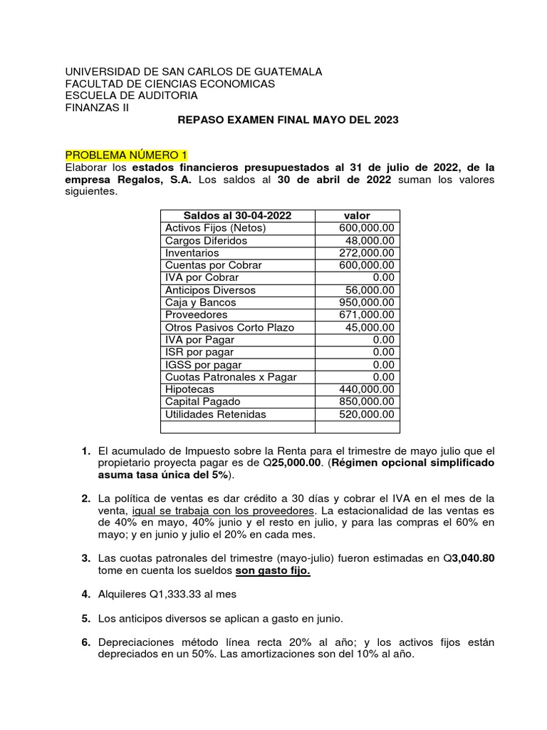 Repaso Examen Final Finanzas II 2023 | PDF