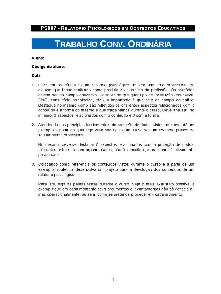 PS007 Trab CO Por - v0r0 | PDF