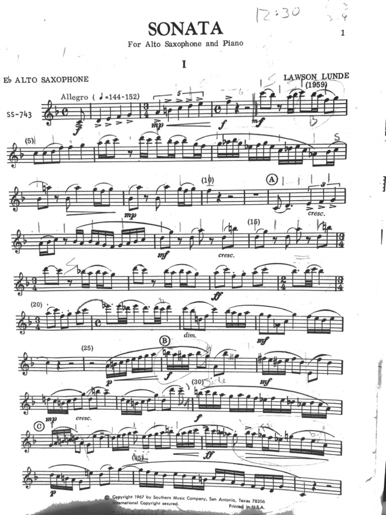 Lunde Sonata MVT I PDF | PDF