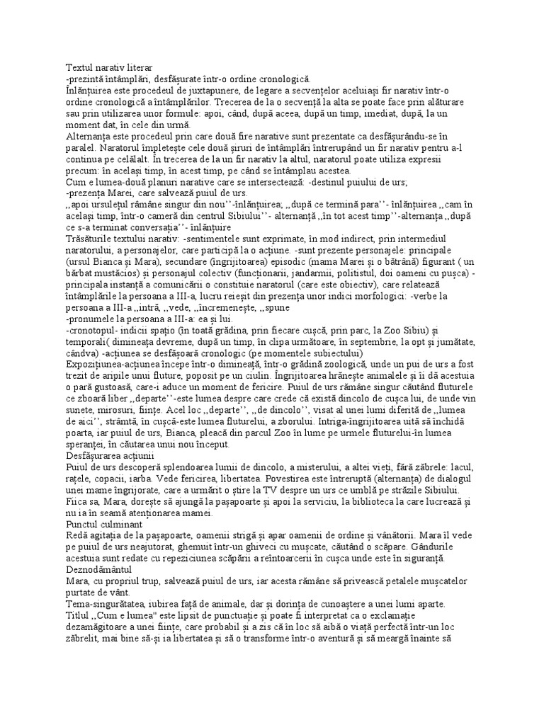 Textul Narativ Literar | PDF