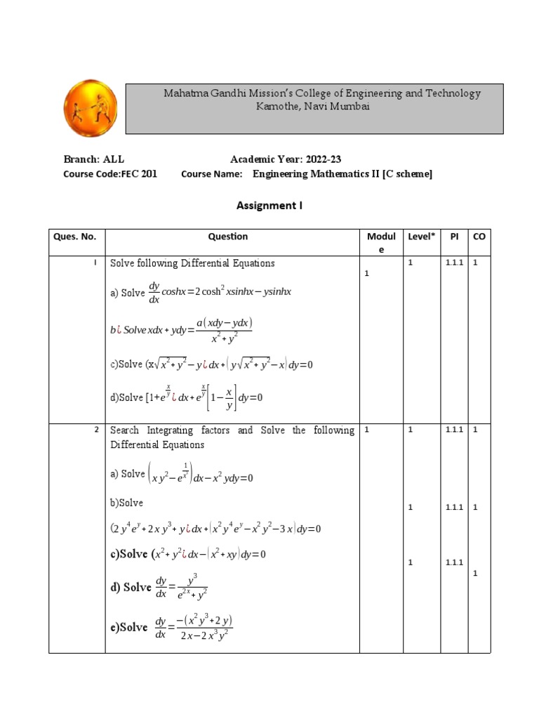 Assignment-1 2022-23 - em - Ii | PDF