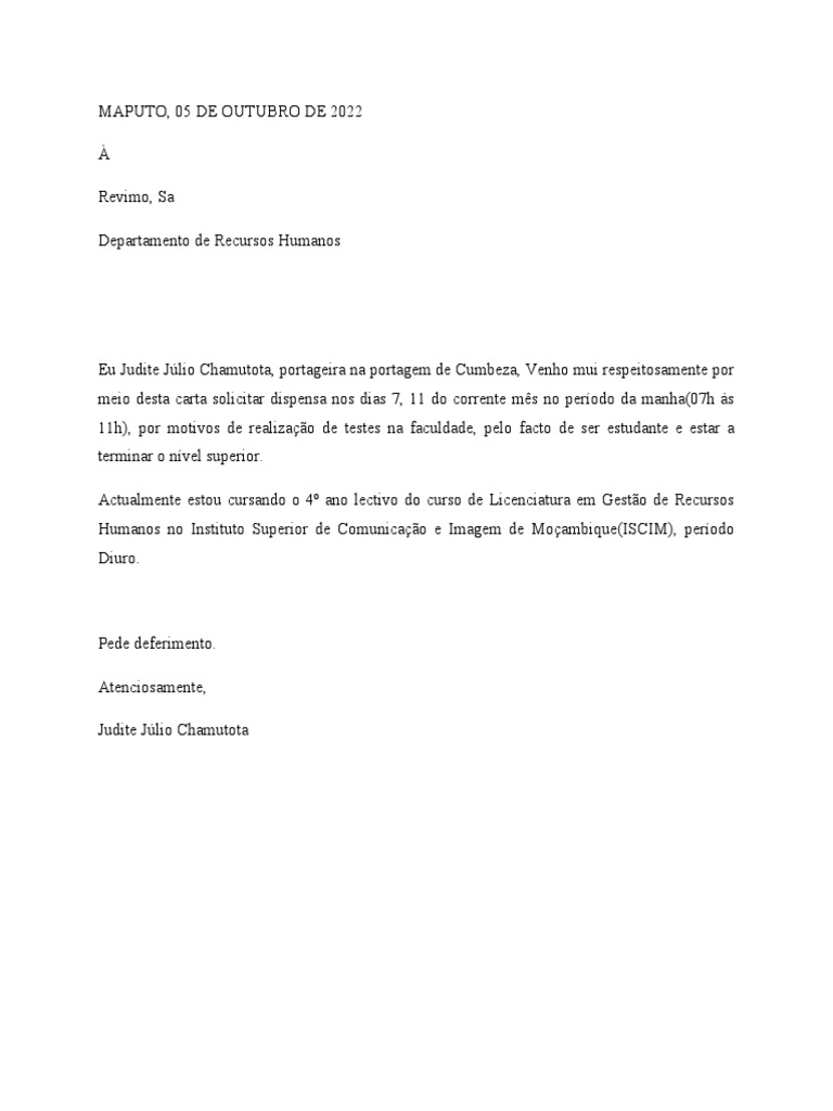 Minuta de Pedido de Dispensa | PDF