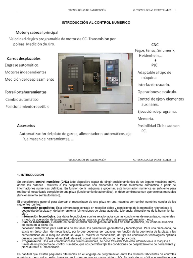 Tema 11 Introduccion Al Control Numerico 3 PDF | PDF | Control numerico | Mecanizado