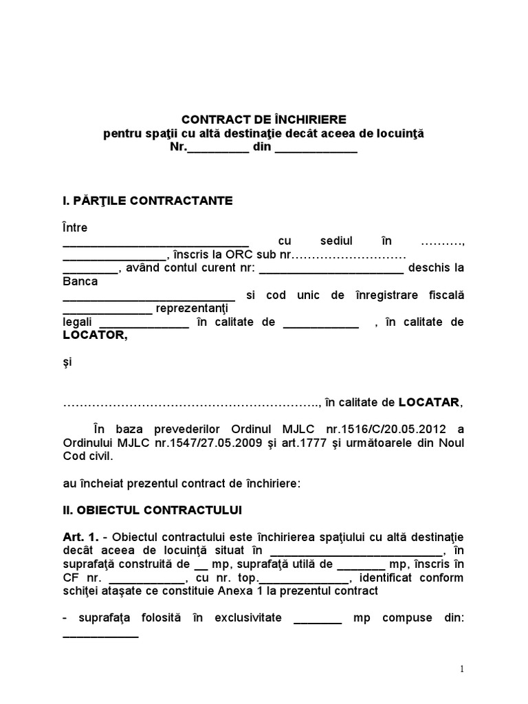 Anexa 11 Model Contract de Inchiriere Spatii | PDF