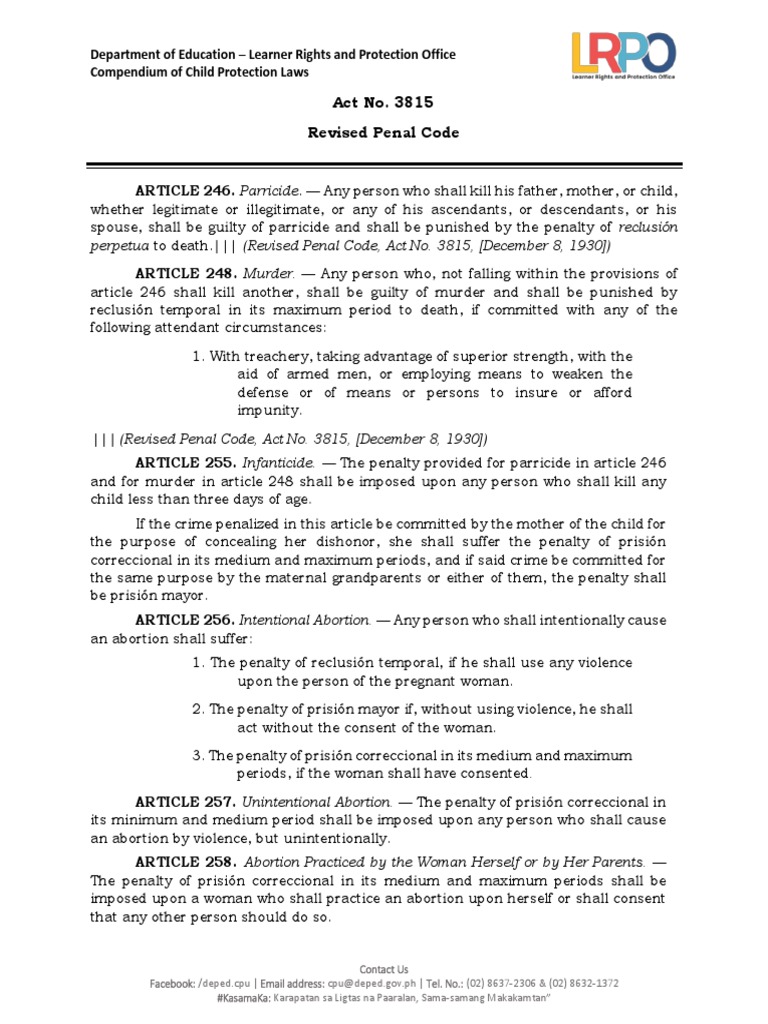 Act No. 3815 - Revised Penal Code PDF | PDF