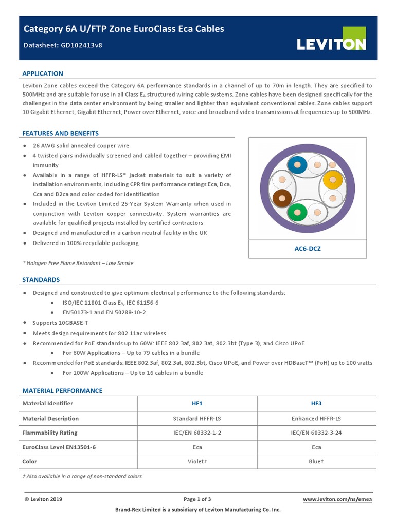 Cat6a Uftp Zone Eca 102413 PDF | PDF | Technology & Engineering