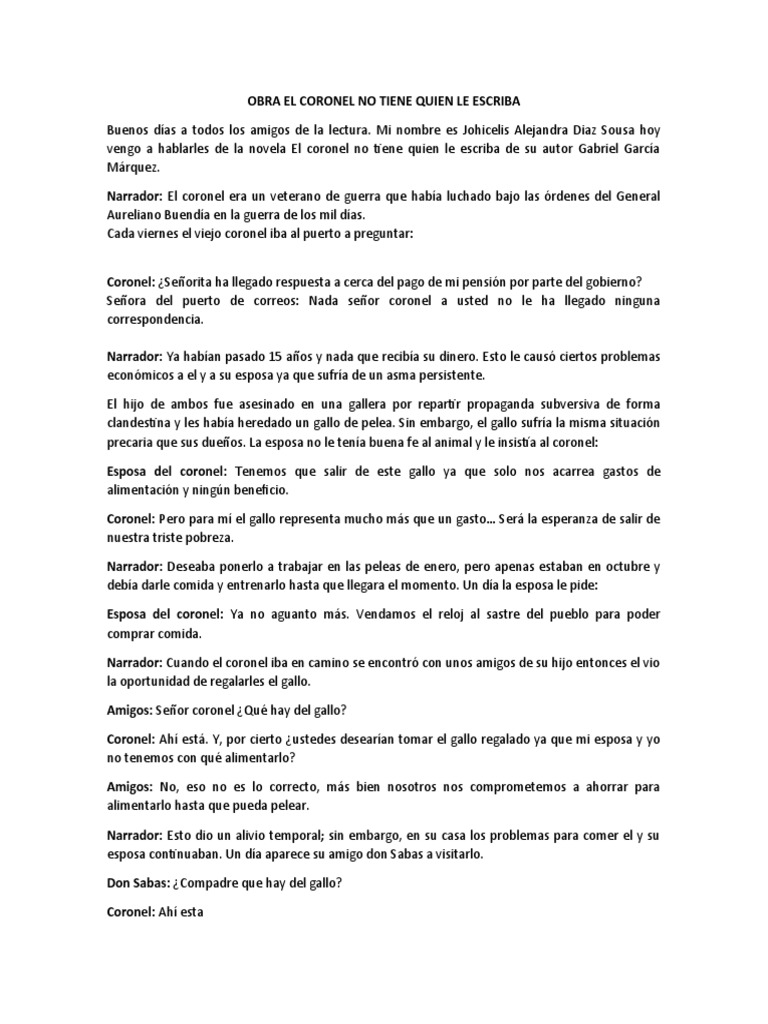 Obra El Coronel No Tiene Quien Le Escriba | PDF | Novela negra, policíaca y suspenso