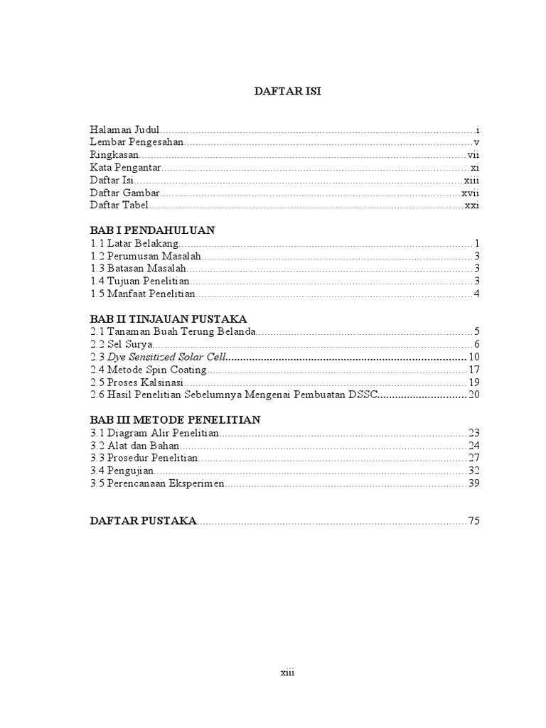 Template Daftar Isi Gambar Tabel | PDF