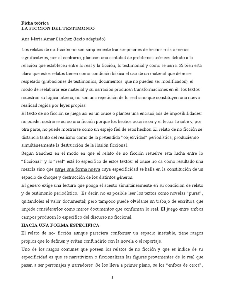 Qué Es La No Ficción. Síntesis Prof. García PDF | PDF | Clásicos ...